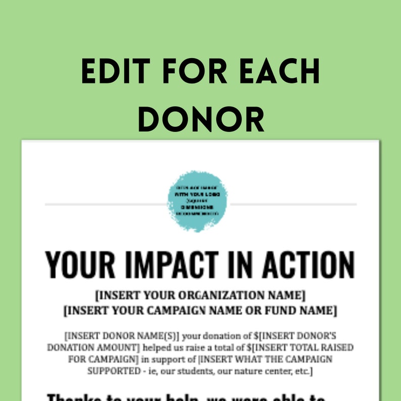 Impact Statement Template, Donor Stewardship Materials, Capital ...