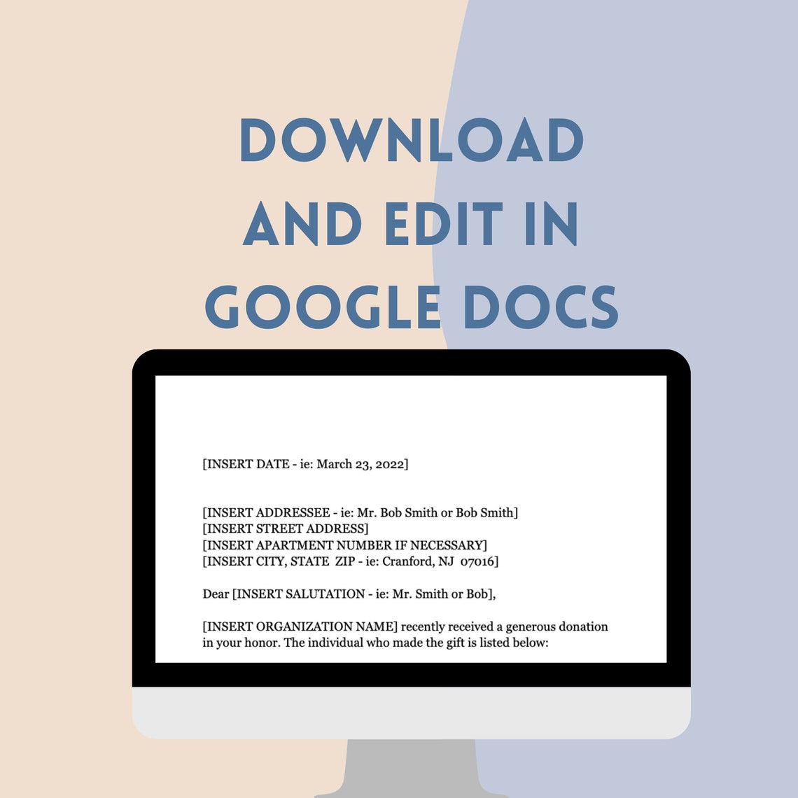 Honorary Gift Letter Template, Notification for Donation Made in Your ...