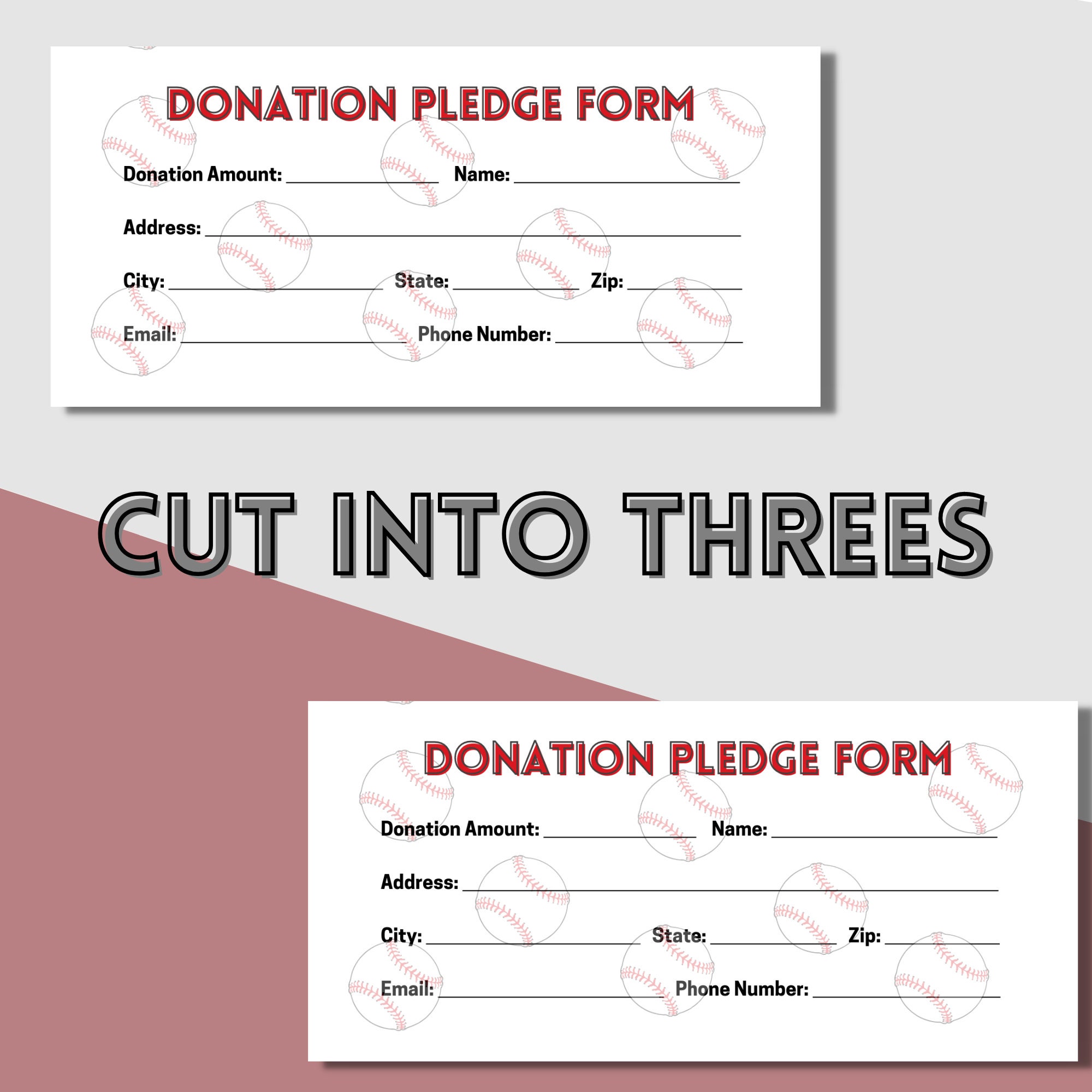 Baseball Team Donation Form 3 per Page, Softball Donation, Little ...