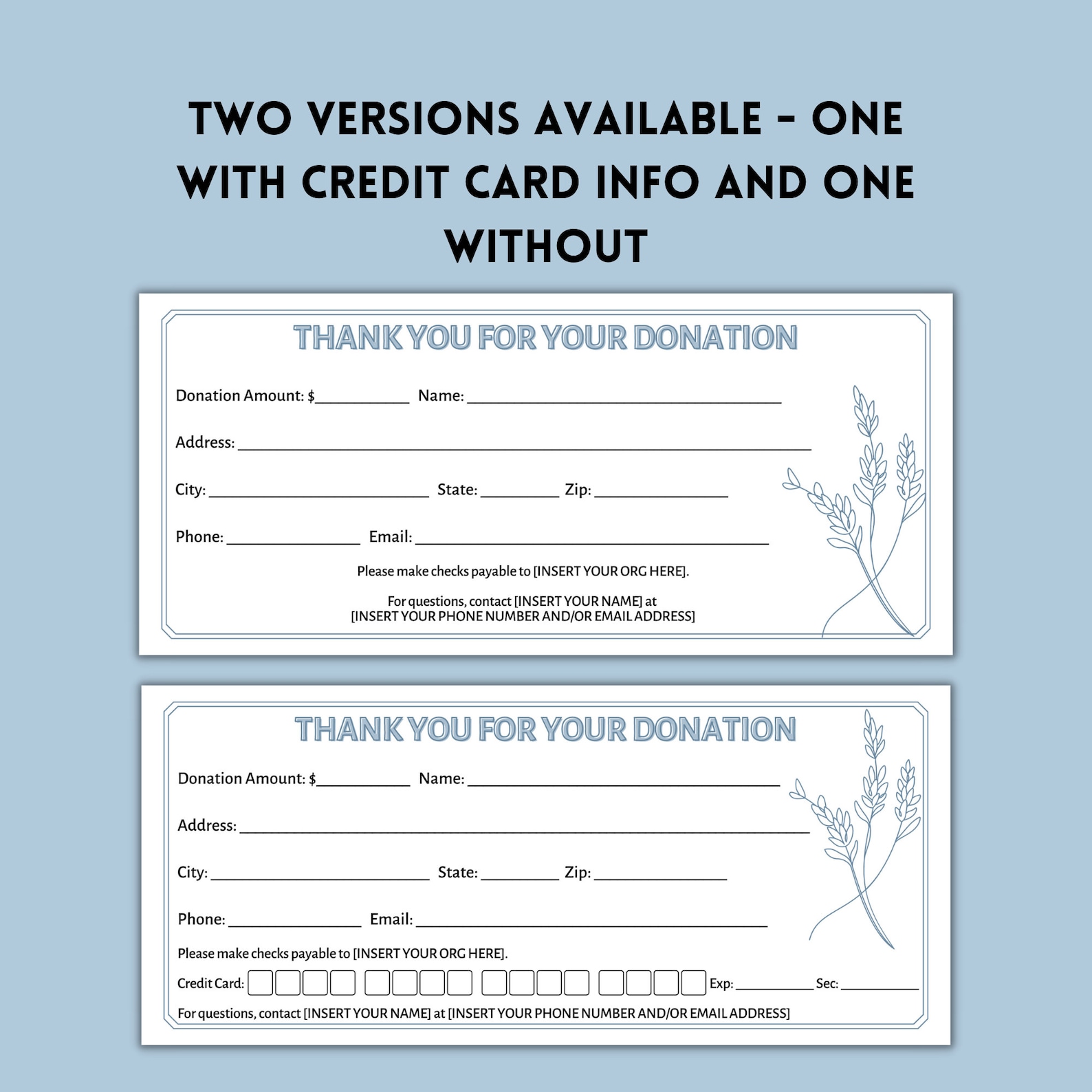 Donation Card Canva Template, Editable Printable Donation Flyer, Donor ...