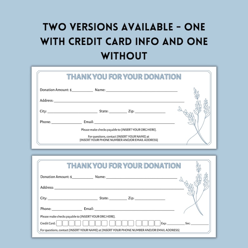 Donation Card Canva Template, Editable Printable Donation Flyer, Donor ...