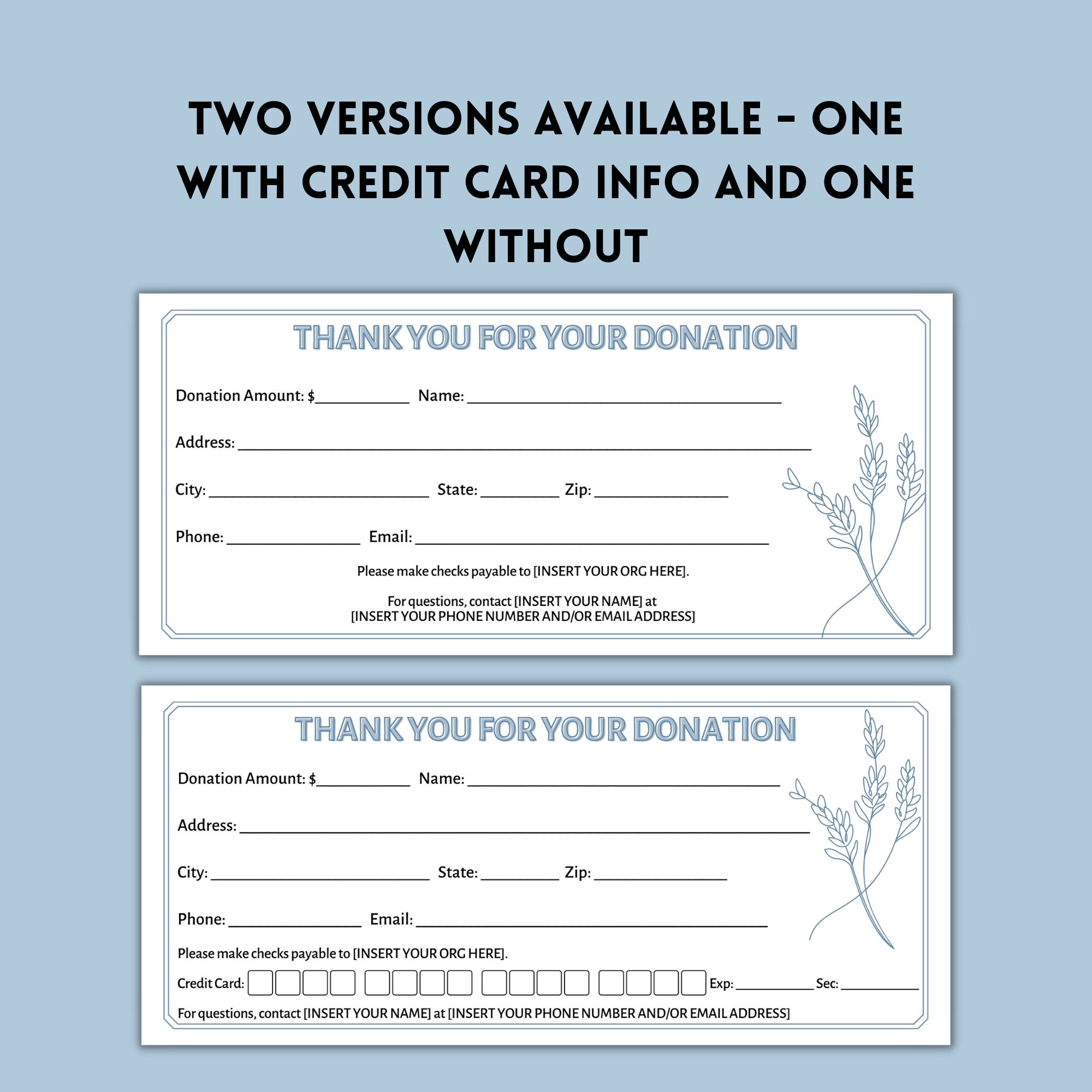 Donation Card Canva Template, Editable Printable Donation Flyer, Donor ...