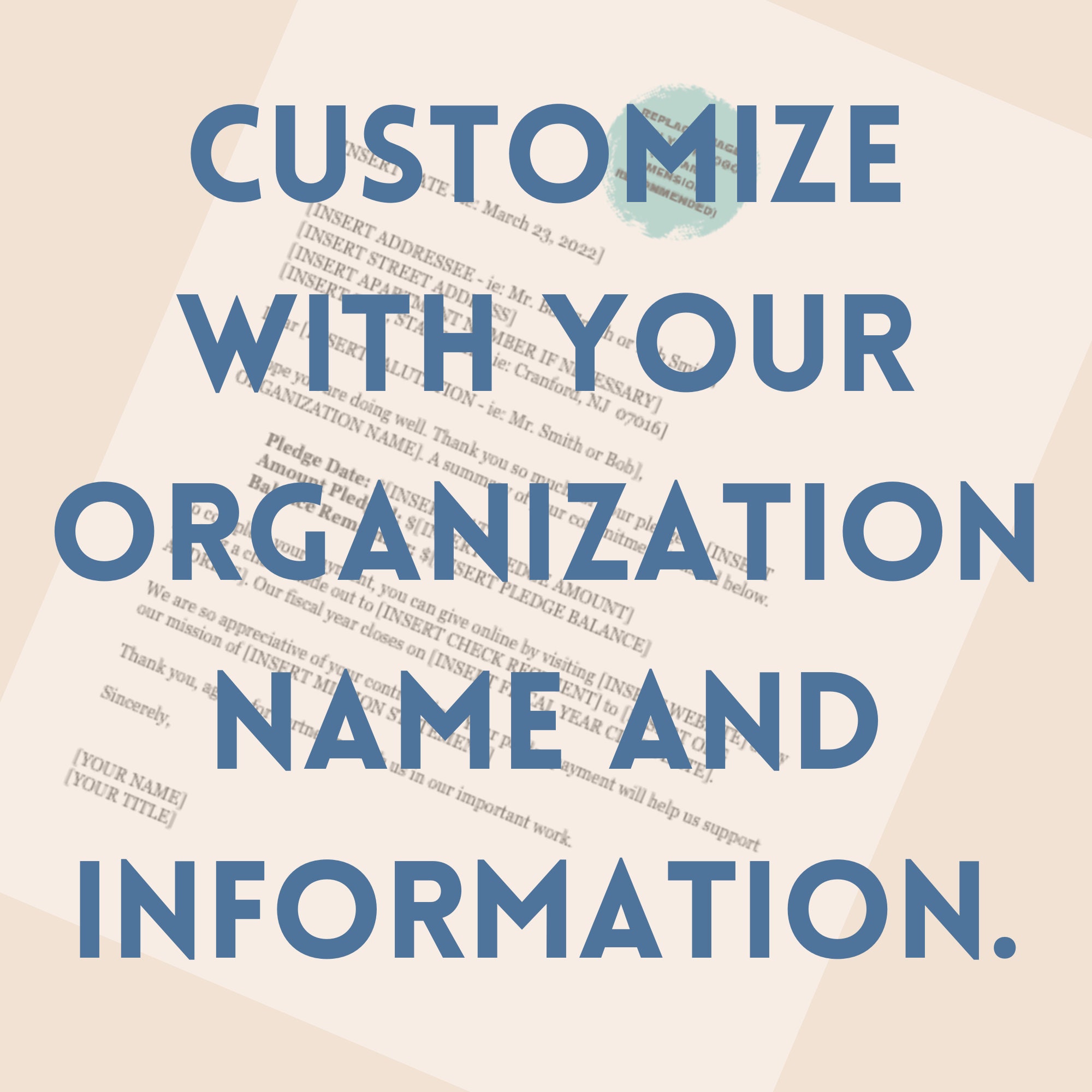 Pledge Reminder Letter Template Editable Non Profit Fundraising Letter ...