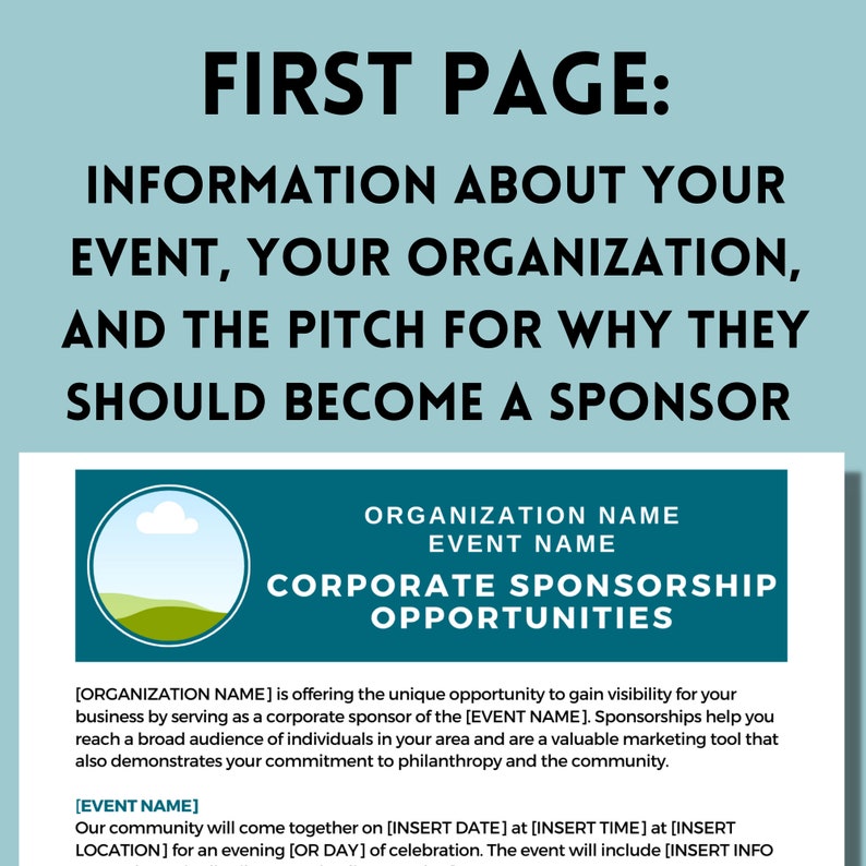 Canva Sponsorship Solicitation Package Template Printable - Etsy
