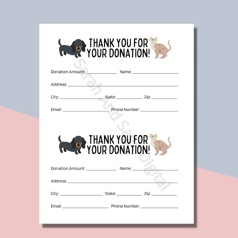 Pet Rescue Donation Form 2 per Page, Animal Shelter Fundraising Flyer ...