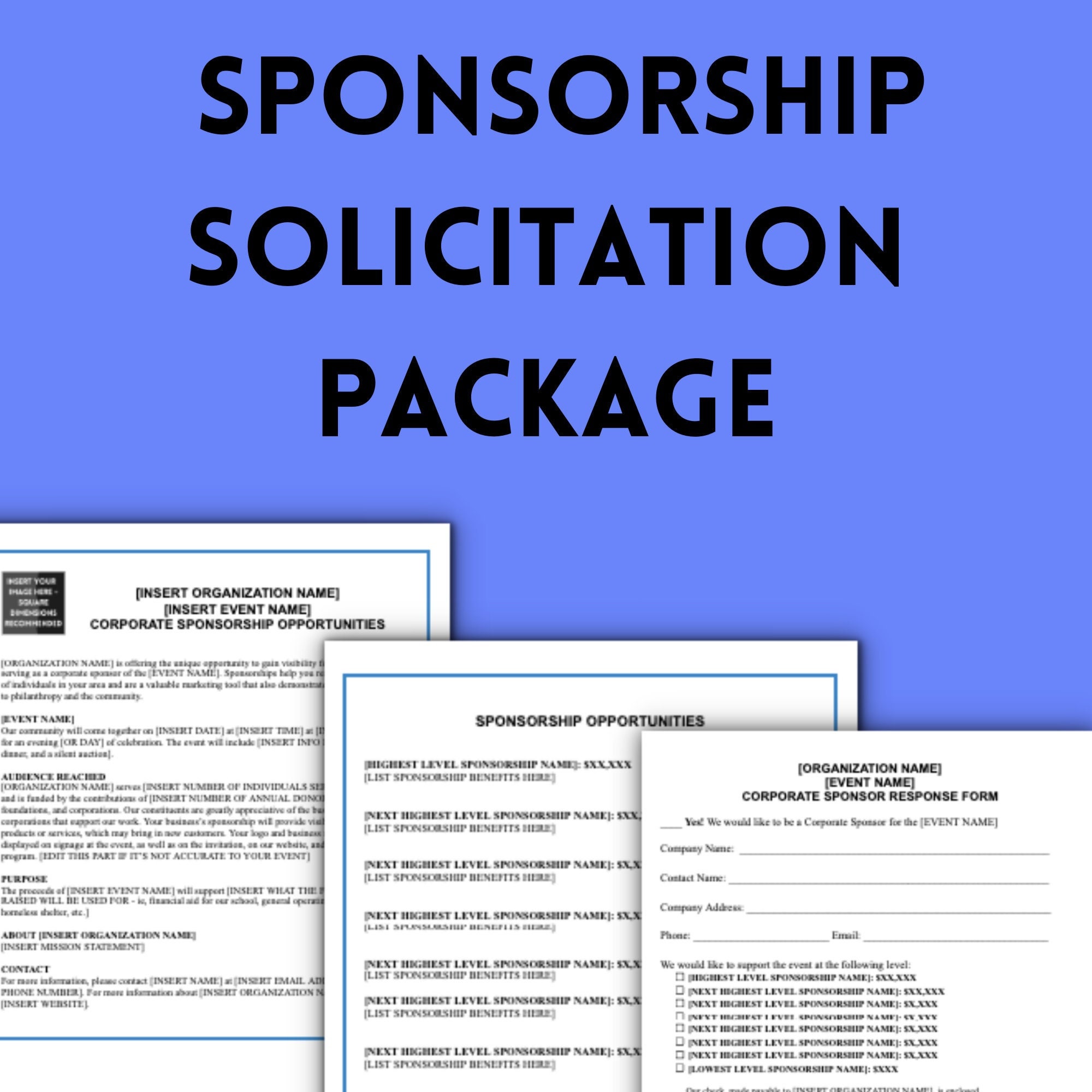 Sponsorship Solicitation Package Template Printable Editable - Etsy