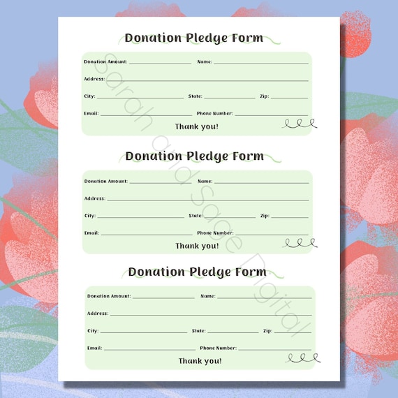 Non Profit Donation Pledge Form Template Pledge Invoice Template