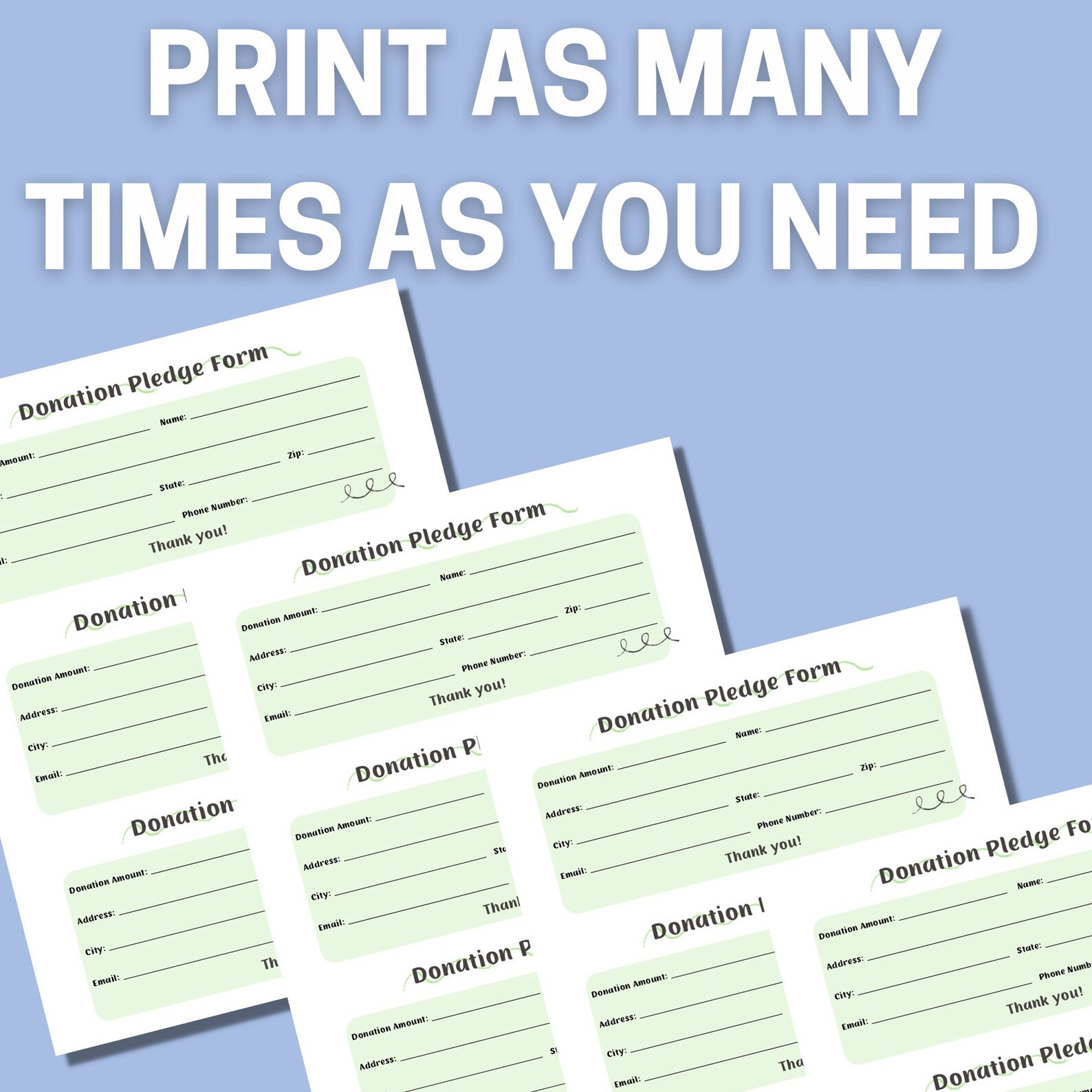 Printable Donation Form With 3 per Page, Donation Flyer, Fundraising ...