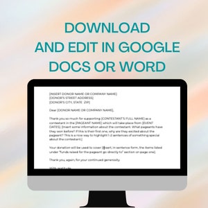 Pageant Sponsorship Template, Sponsor Proposal Packet, Donation Letter ...