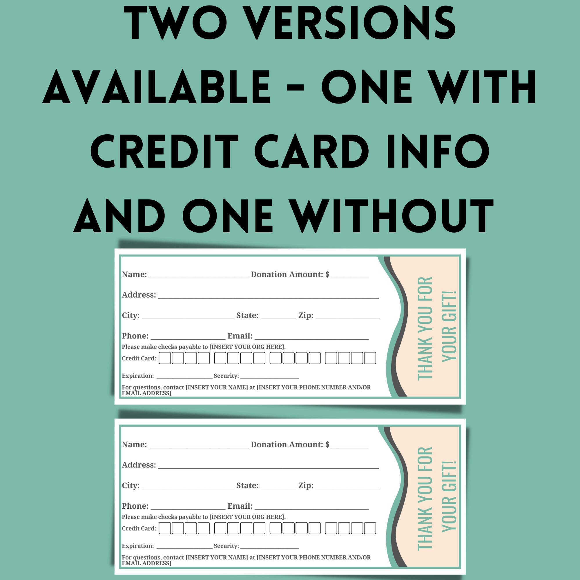 Donation Card Canva Template Editable Printable Donation - Etsy