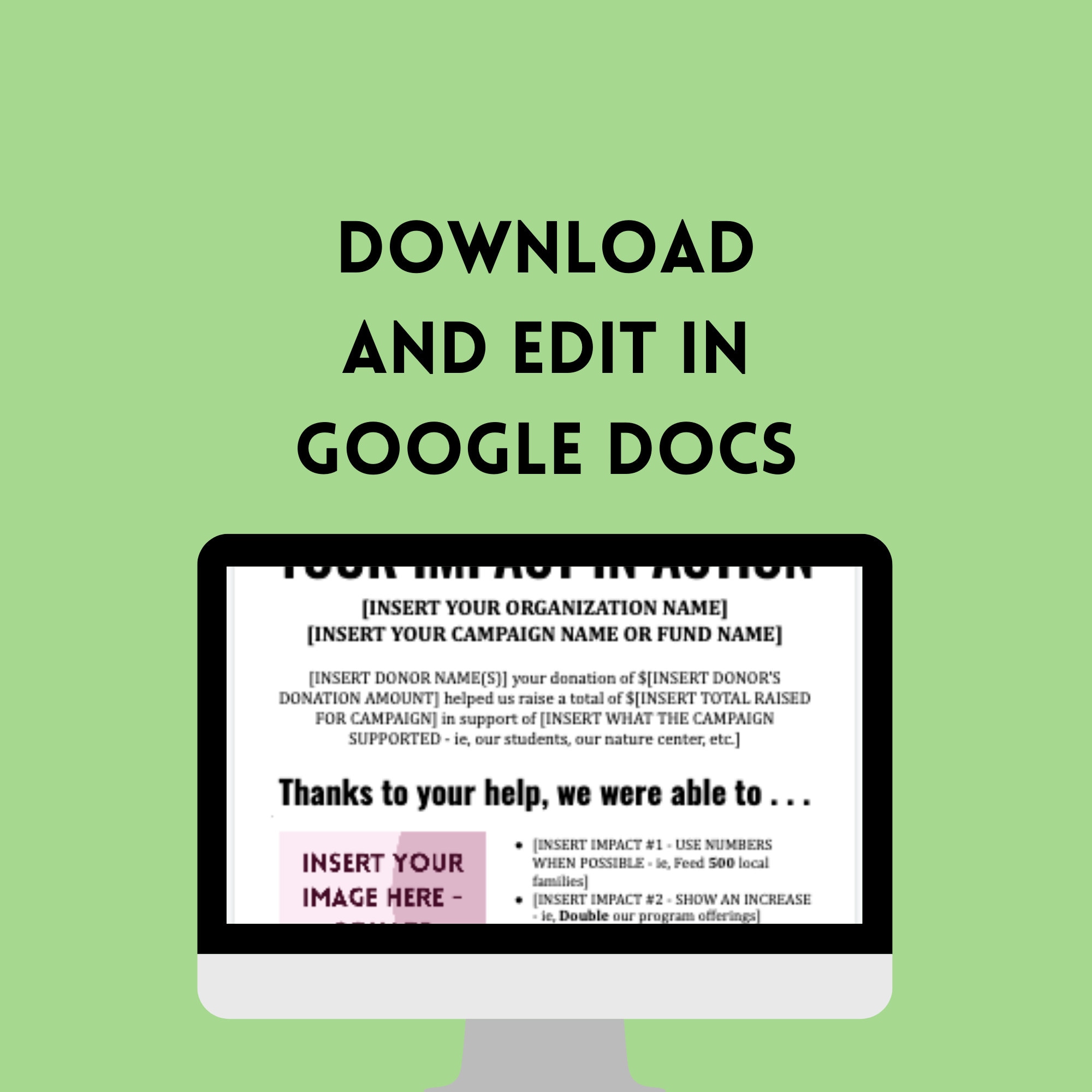 Impact Statement Template, Donor Stewardship Materials, Capital ...