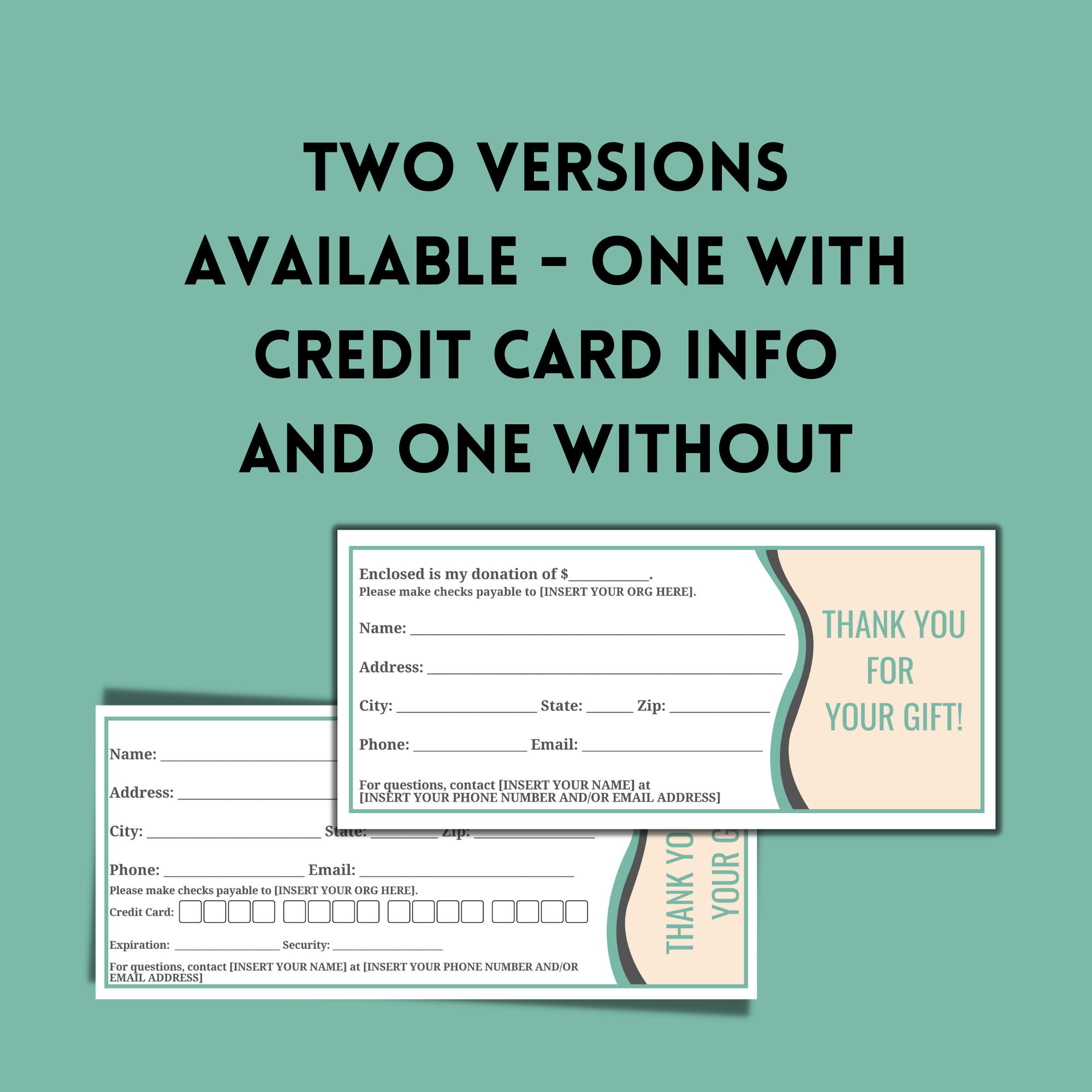 Donation Card Canva Template, Editable Printable Donation Flyer, Donor ...