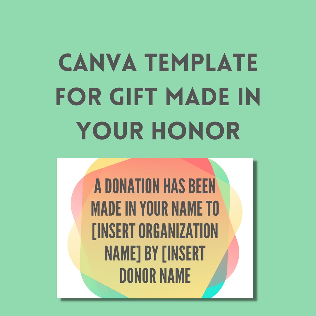 Gift Made in Your Name Card Canva Template, Printable for Wedding ...