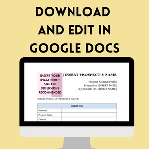 Prospect Research Profile Template, Printable Editable Donor Briefing for Fundraising Meeting ...
