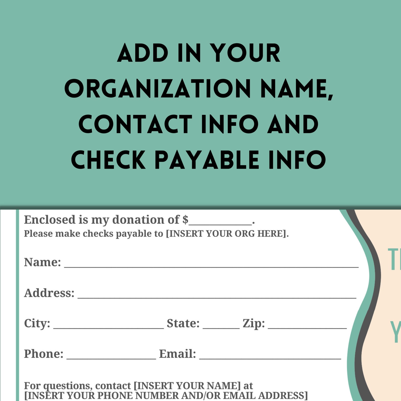Donation Card Canva Template, Editable Printable Donation Flyer, Donor ...