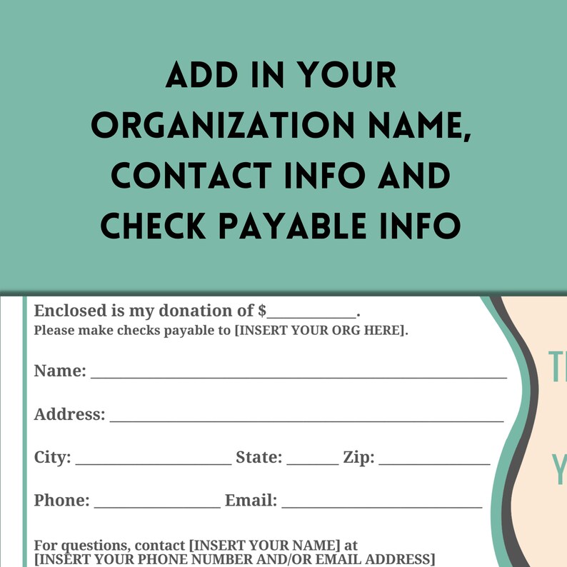 Donation Card Canva Template, Editable Printable Donation Flyer, Donor ...