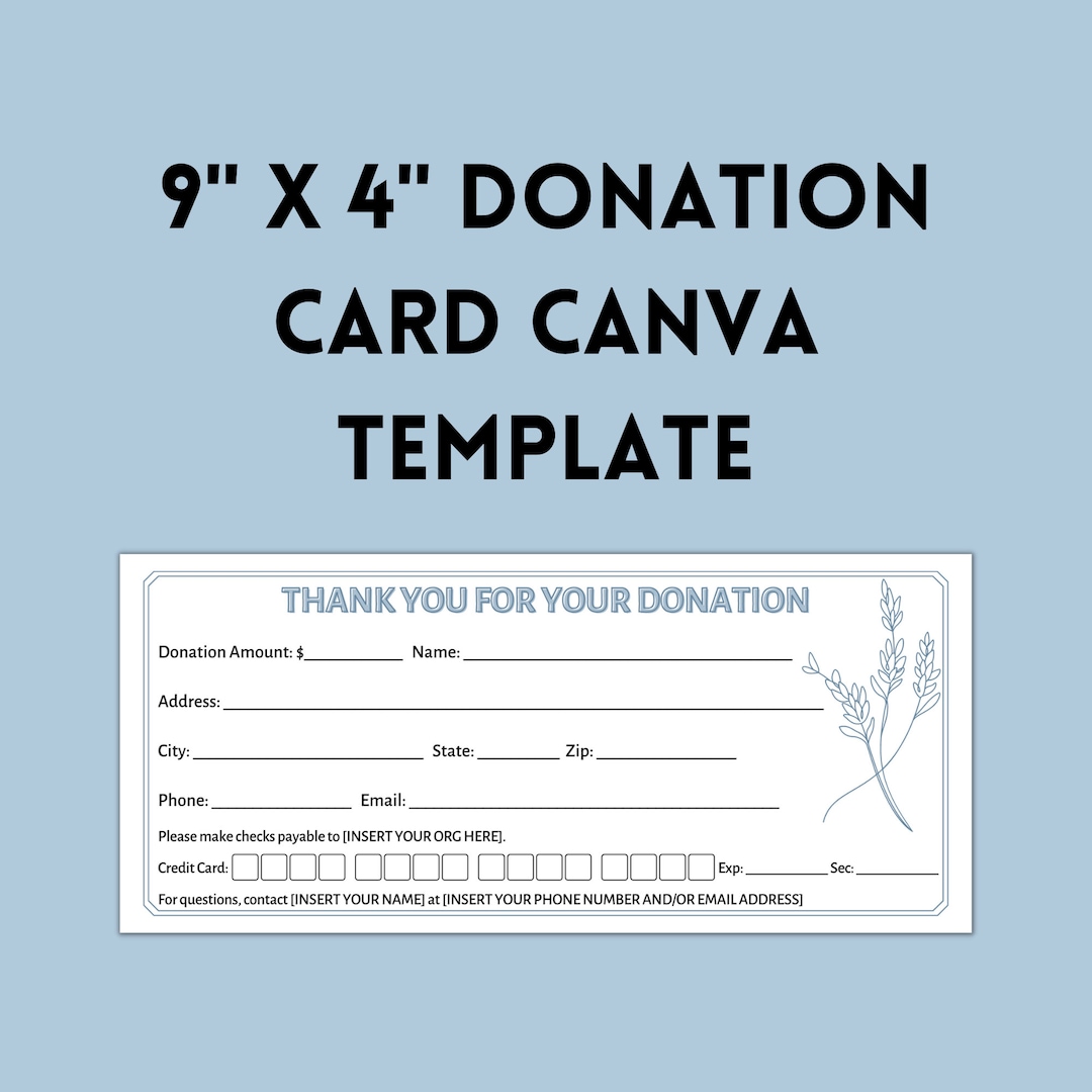Donation Card Canva Template, Editable Printable Donation Flyer, Donor ...