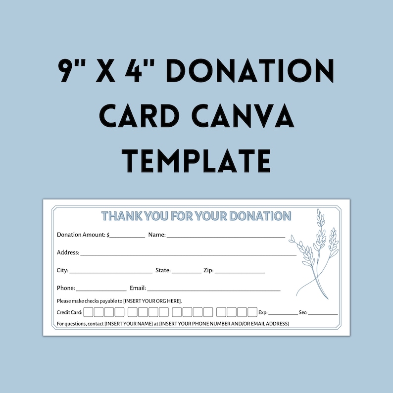 Donation Card Canva Template, Editable Printable Donation Flyer, Donor ...