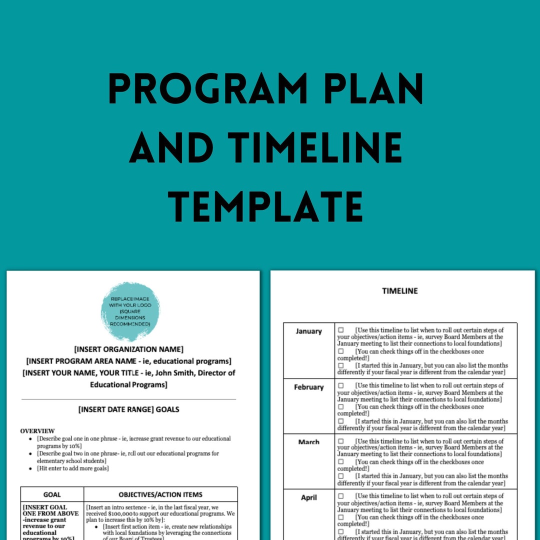 Program Plan and Timeline Template, Editable Strategic Plan for Non ...