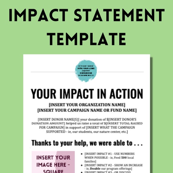 Impact Statement Template Donor Stewardship Materials - Etsy
