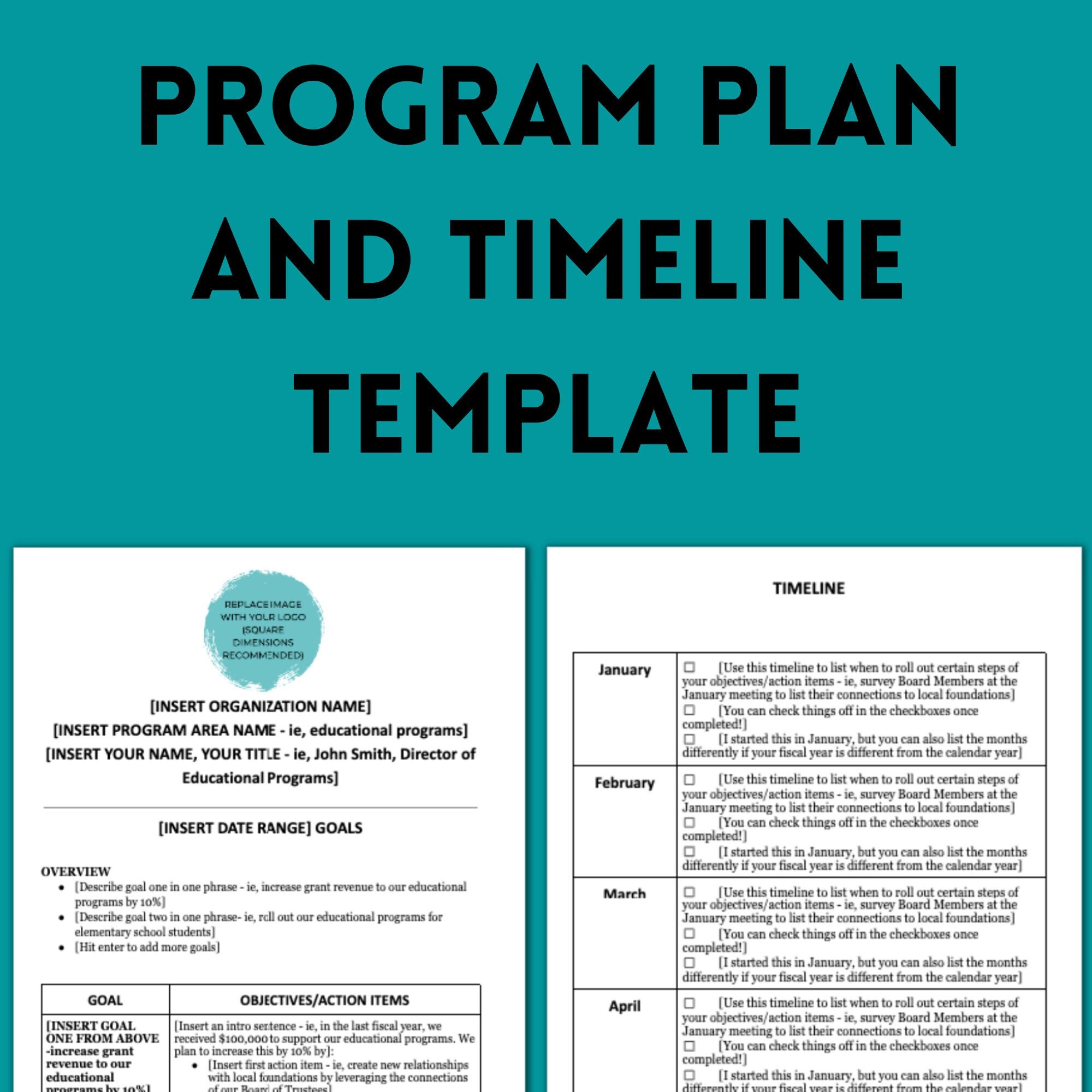 Program Plan and Timeline Template Editable (Instant Download) - Etsy