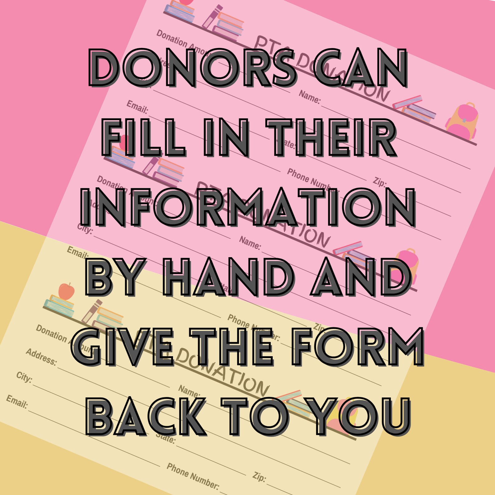 PTA and PTO Donation Form 3 per Page, Parent Teacher Association ...