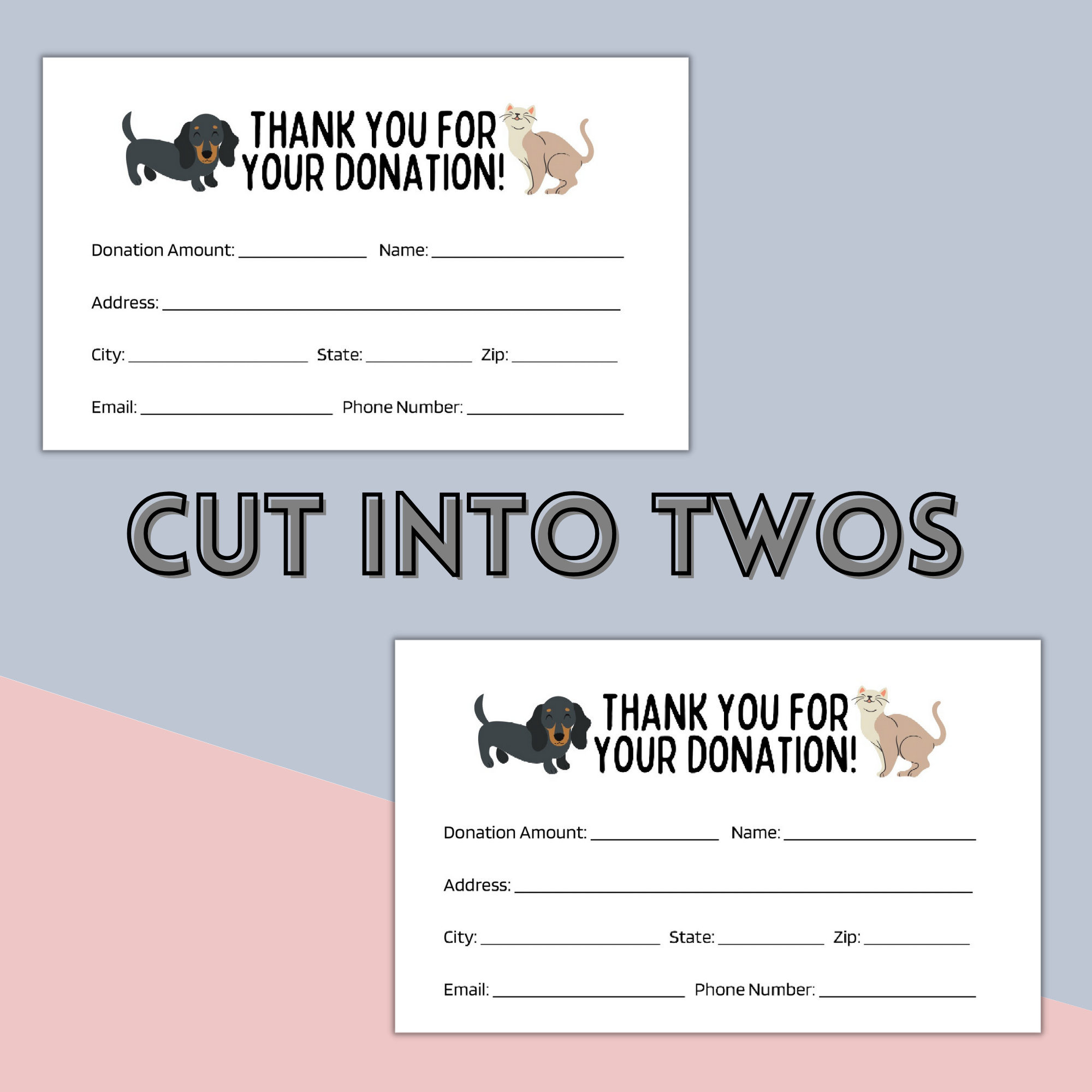 Pet Rescue Donation Form 2 per Page, Animal Shelter Fundraising Flyer ...