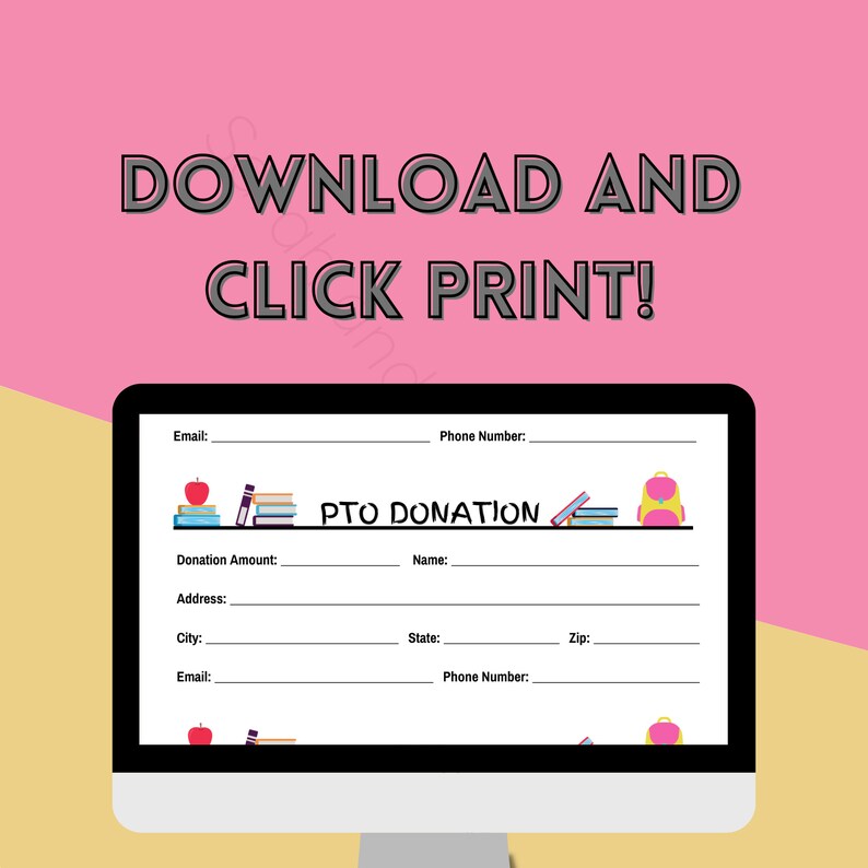 PTA and PTO Donation Form 3 per Page, Parent Teacher Association Organization Flyer, School ...