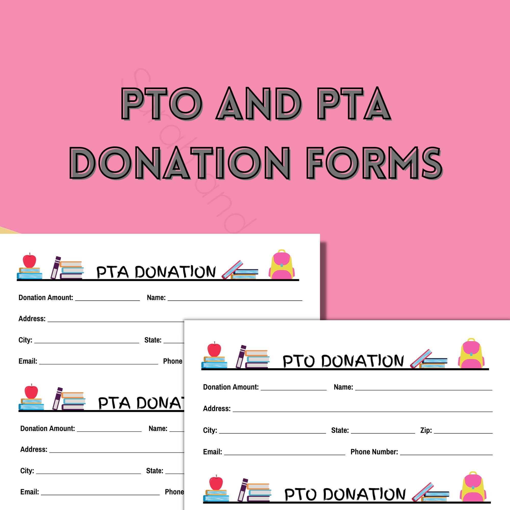 PTA and PTO Donation Form 3 per Page, Parent Teacher Association ...
