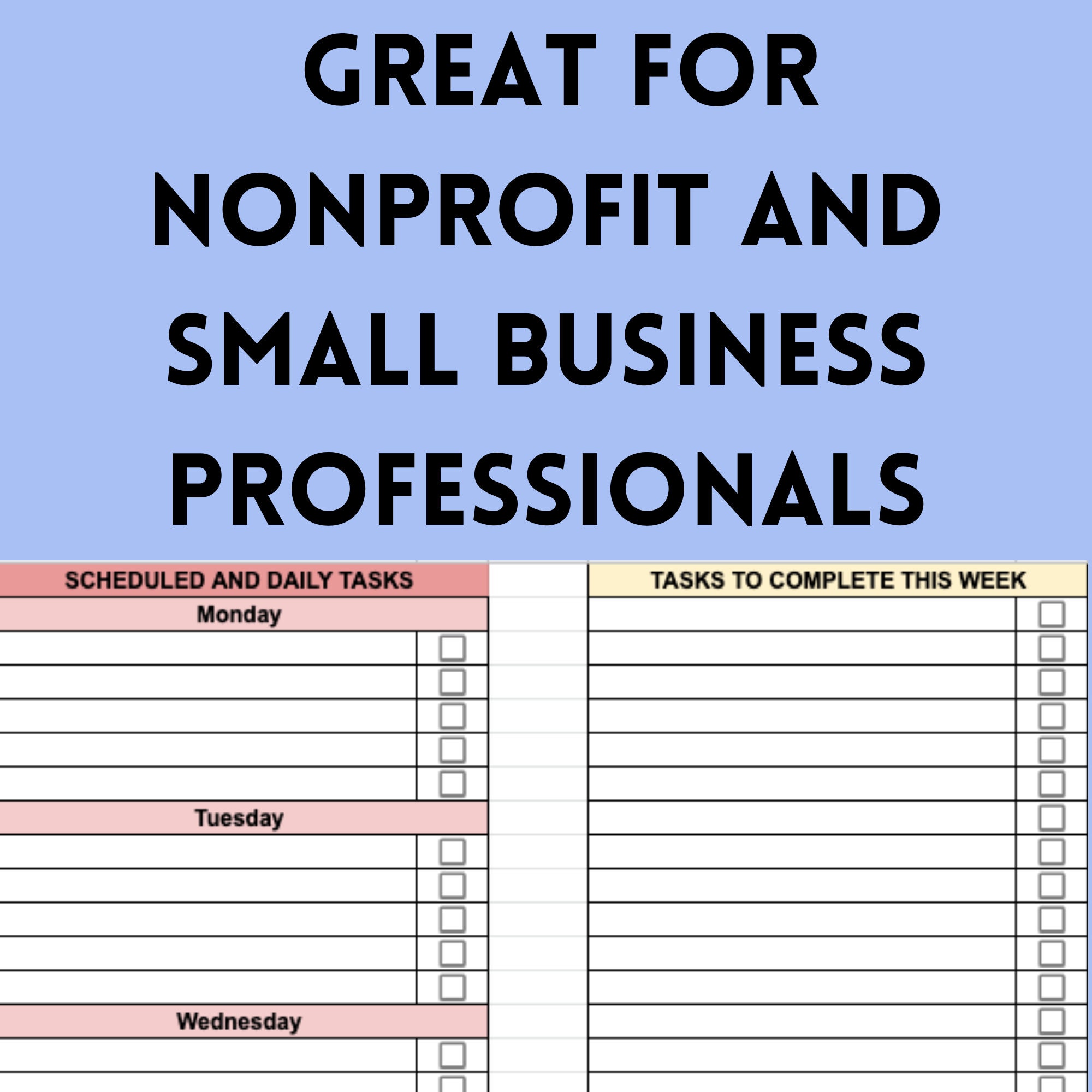 Nonprofit Professional Weekly Daily Planner Template, Administrative ...