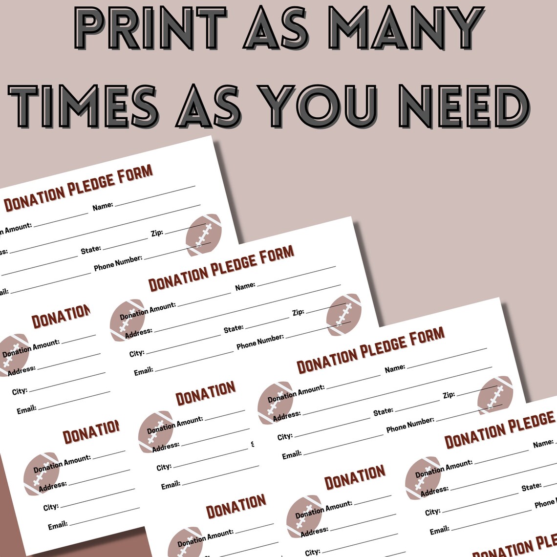 Football Team Donation Form 3 per Page, Middle School, High School ...