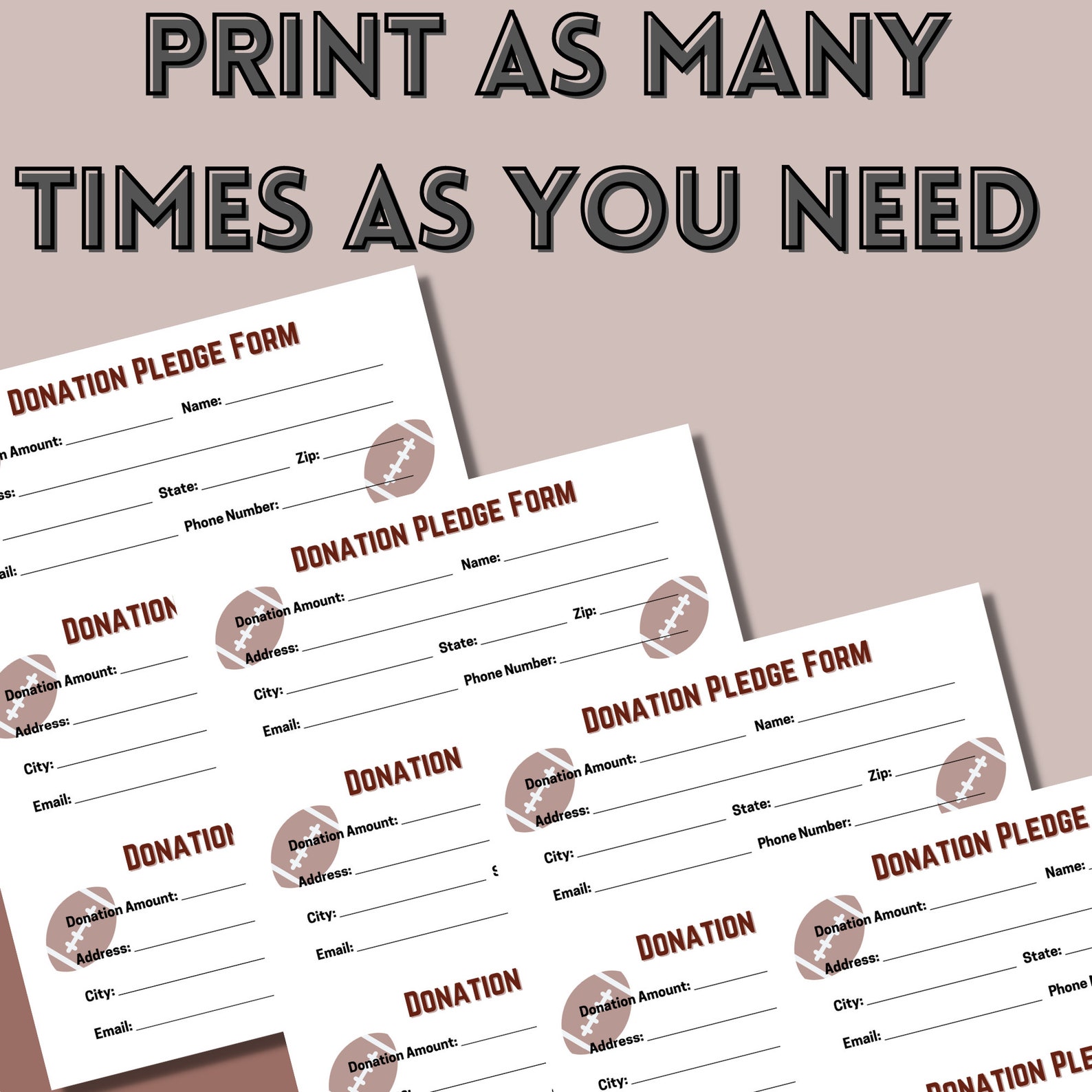 Football Team Donation Form 3 per Page, Middle School, High School ...