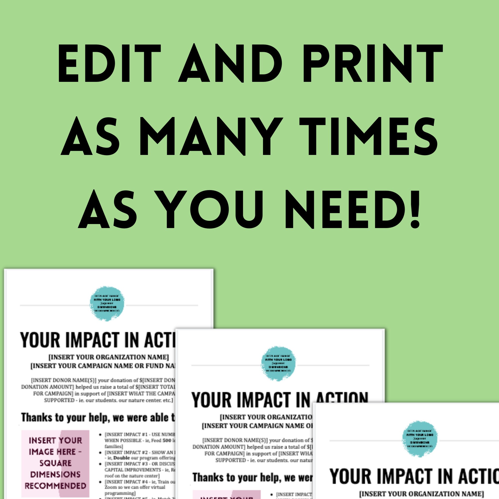 Impact Statement Template Donor Stewardship Materials - Etsy