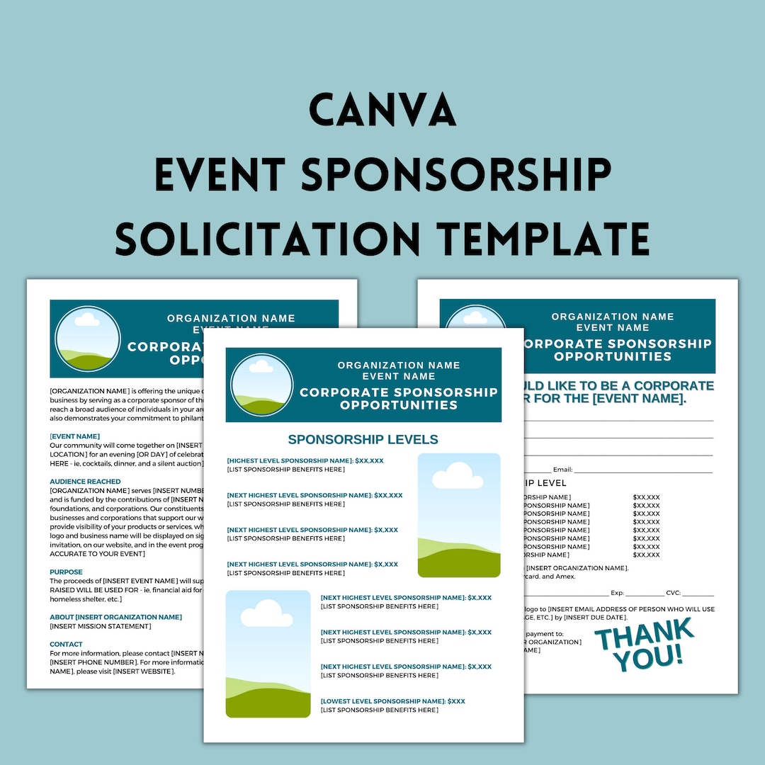 Canva Sponsorship Solicitation Package Template, Printable Editable Fundraising Proposal, Gala ...
