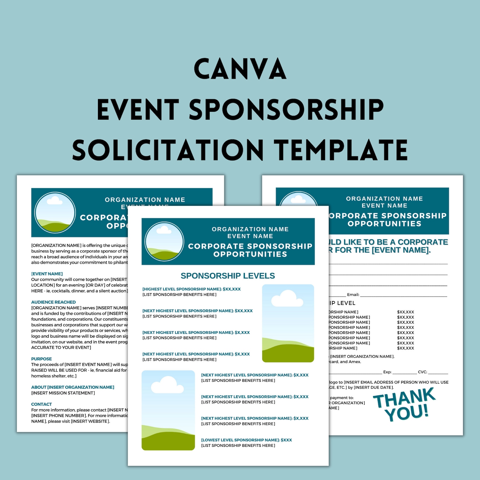 Canva Sponsorship Solicitation Package Template, Printable Editable ...