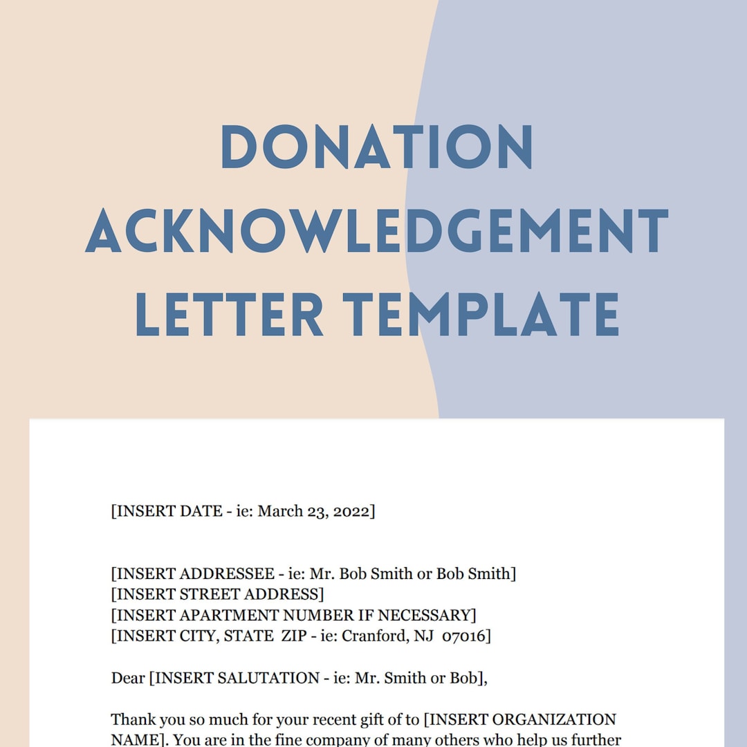 Donation Tax Receipt, Thank You Letter Template, Thank You for Your ...