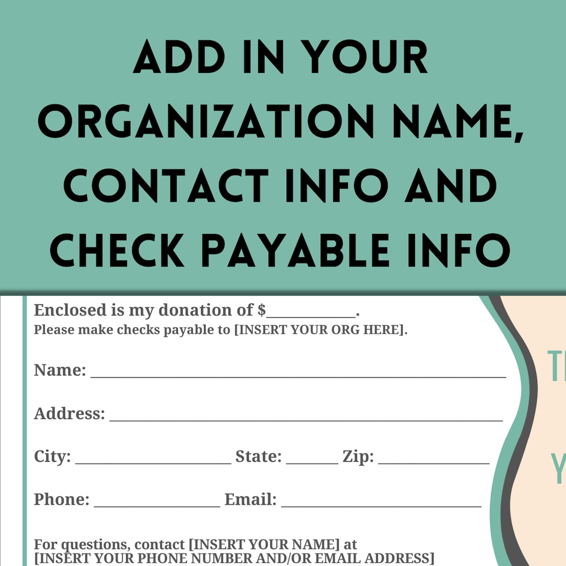 Donation Card Canva Template Editable Printable Donation - Etsy