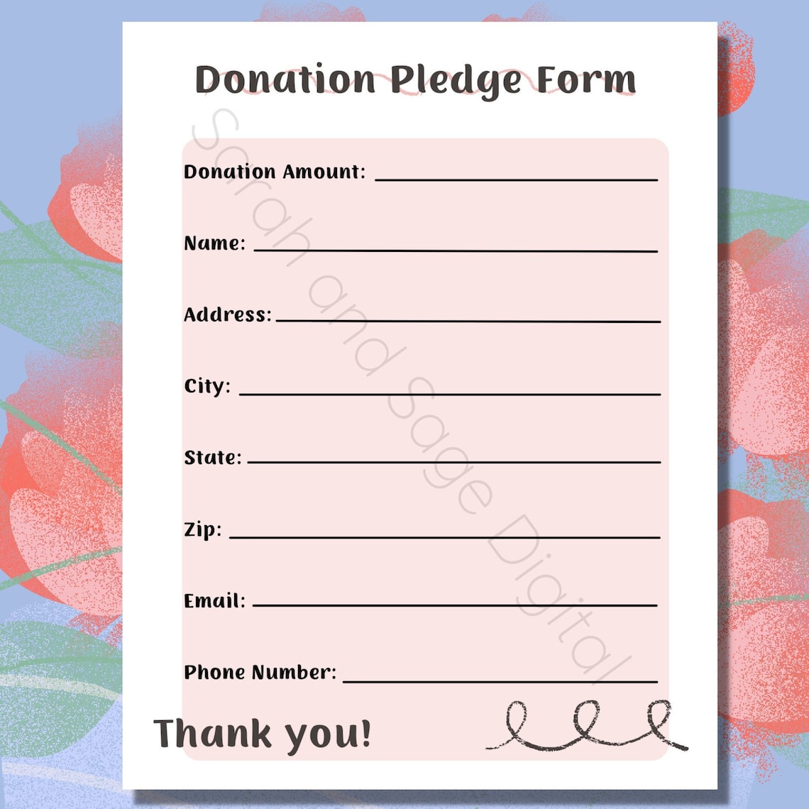 Donation Form Printable, Donation Fundraising Flyer School Fundraiser ...