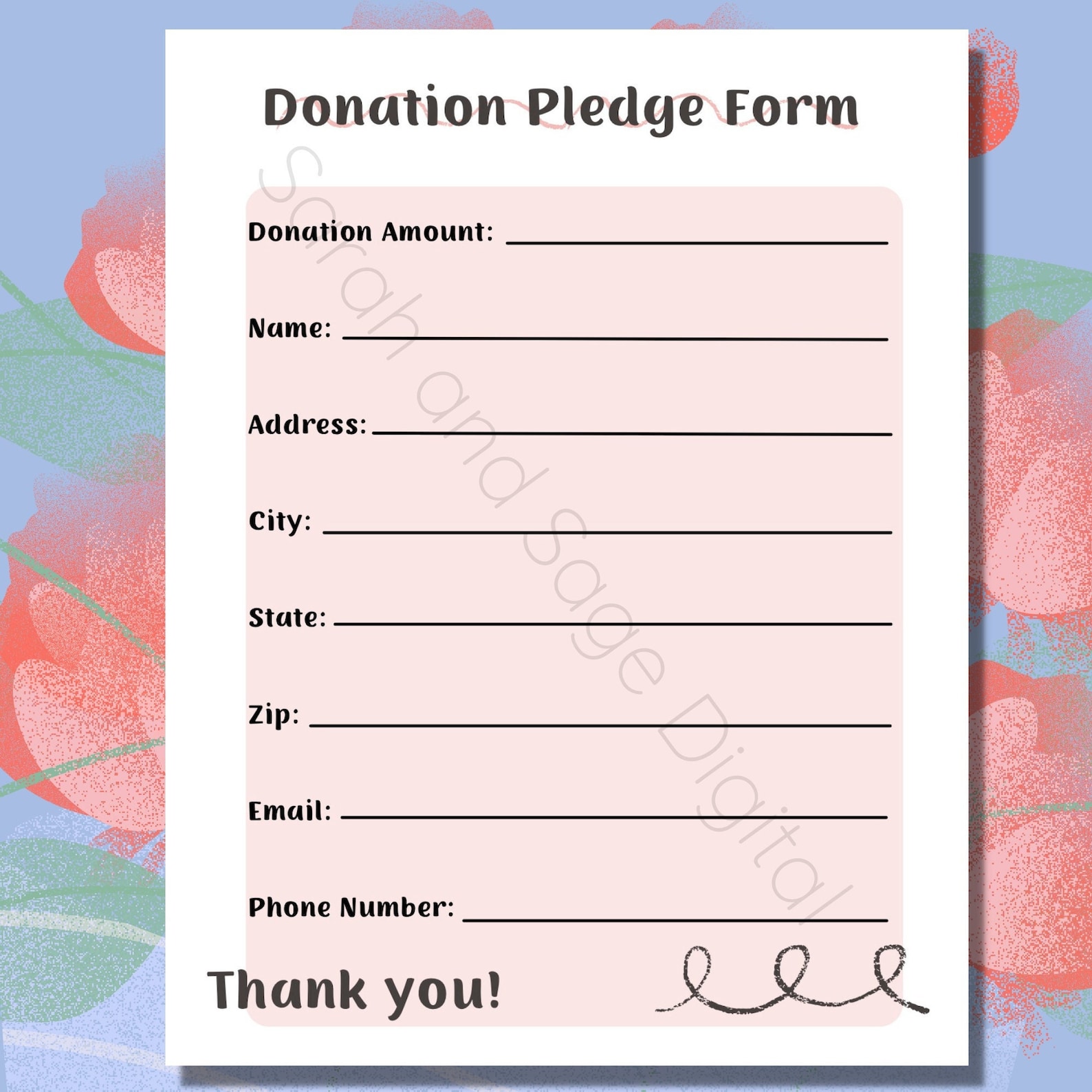 Donation Form Printable, Donation Fundraising Flyer School Fundraiser ...