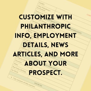 Prospect Research Profile Template, Printable Editable Donor Briefing ...