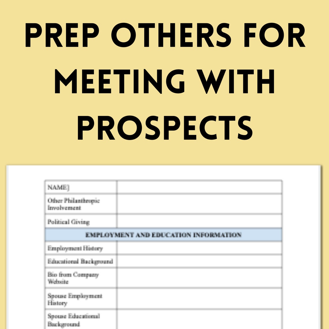Prospect Research Profile Template, Printable Editable Donor Briefing ...