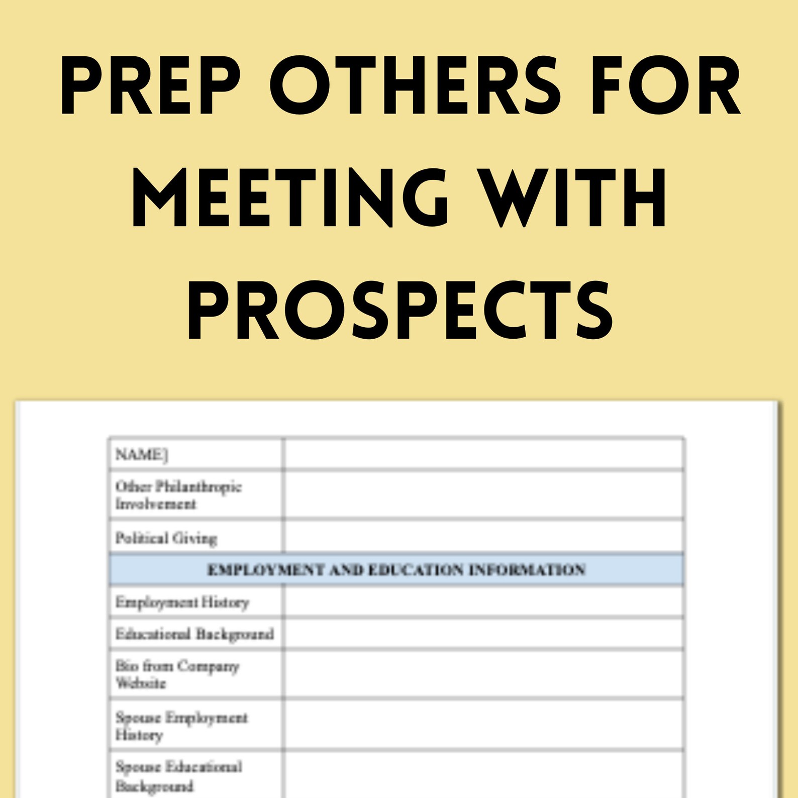 Prospect Research Profile Template, Printable Editable Donor Briefing ...