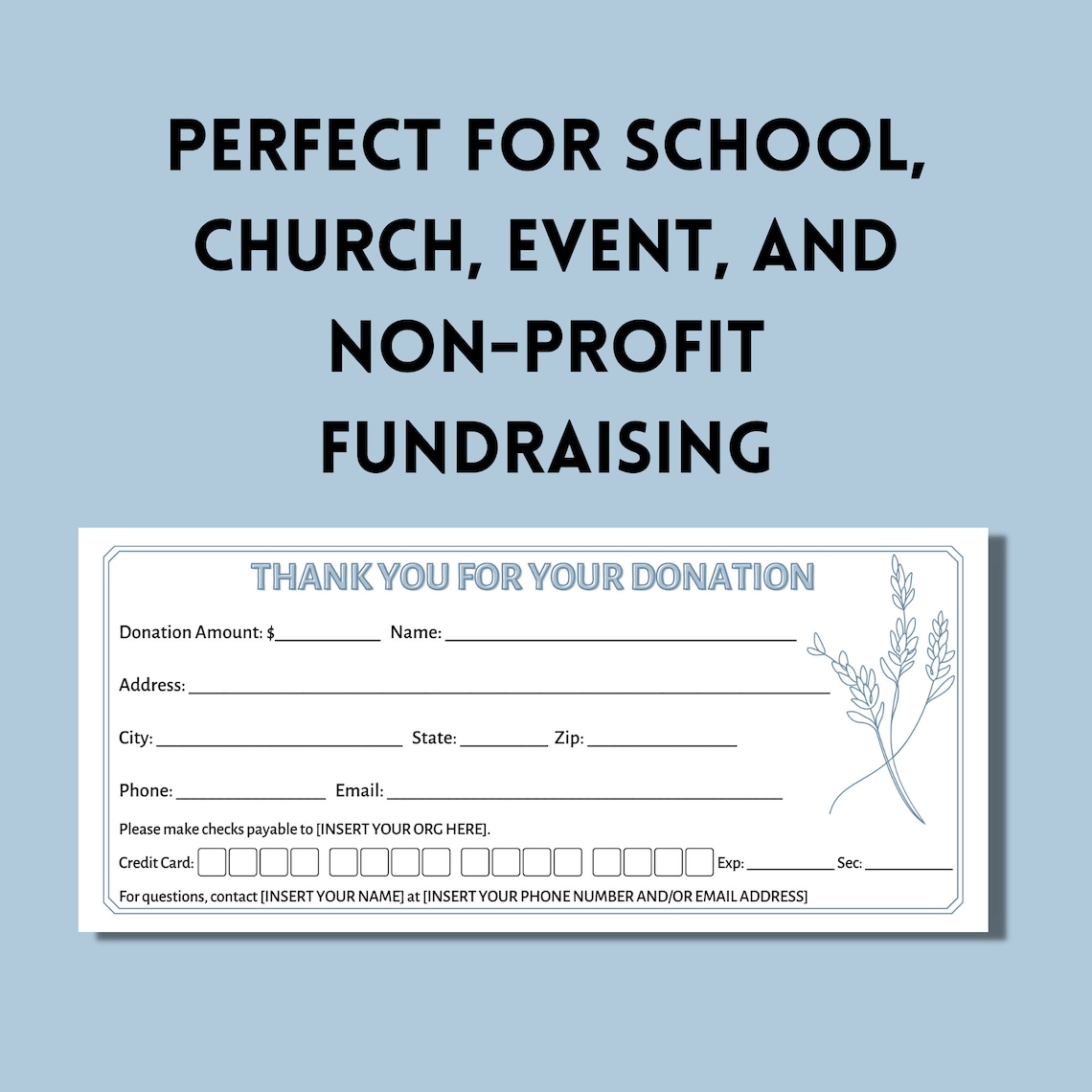 Donation Card Canva Template, Editable Printable Donation Flyer, Donor ...