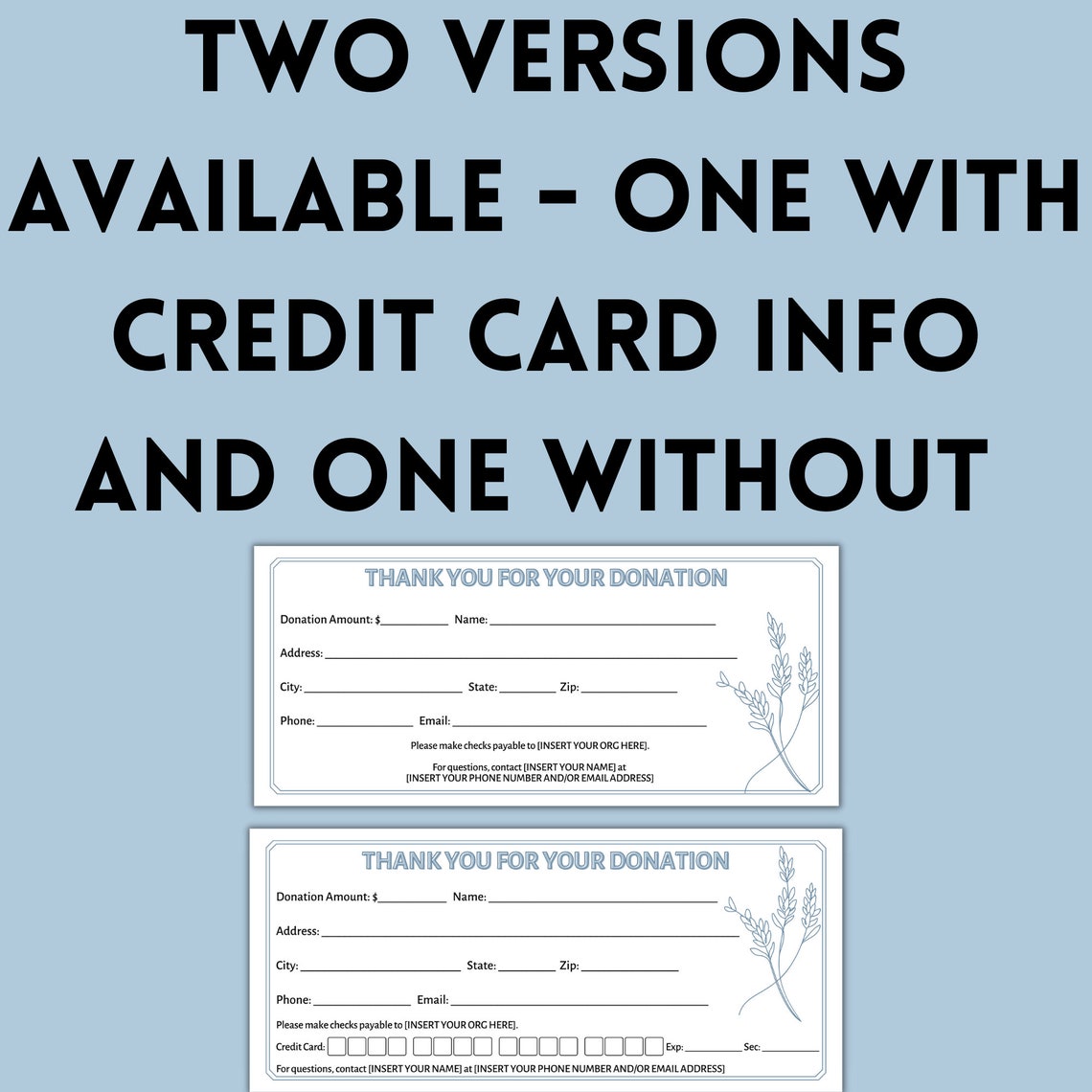 Donation Card Canva Template Editable Printable Donation - Etsy