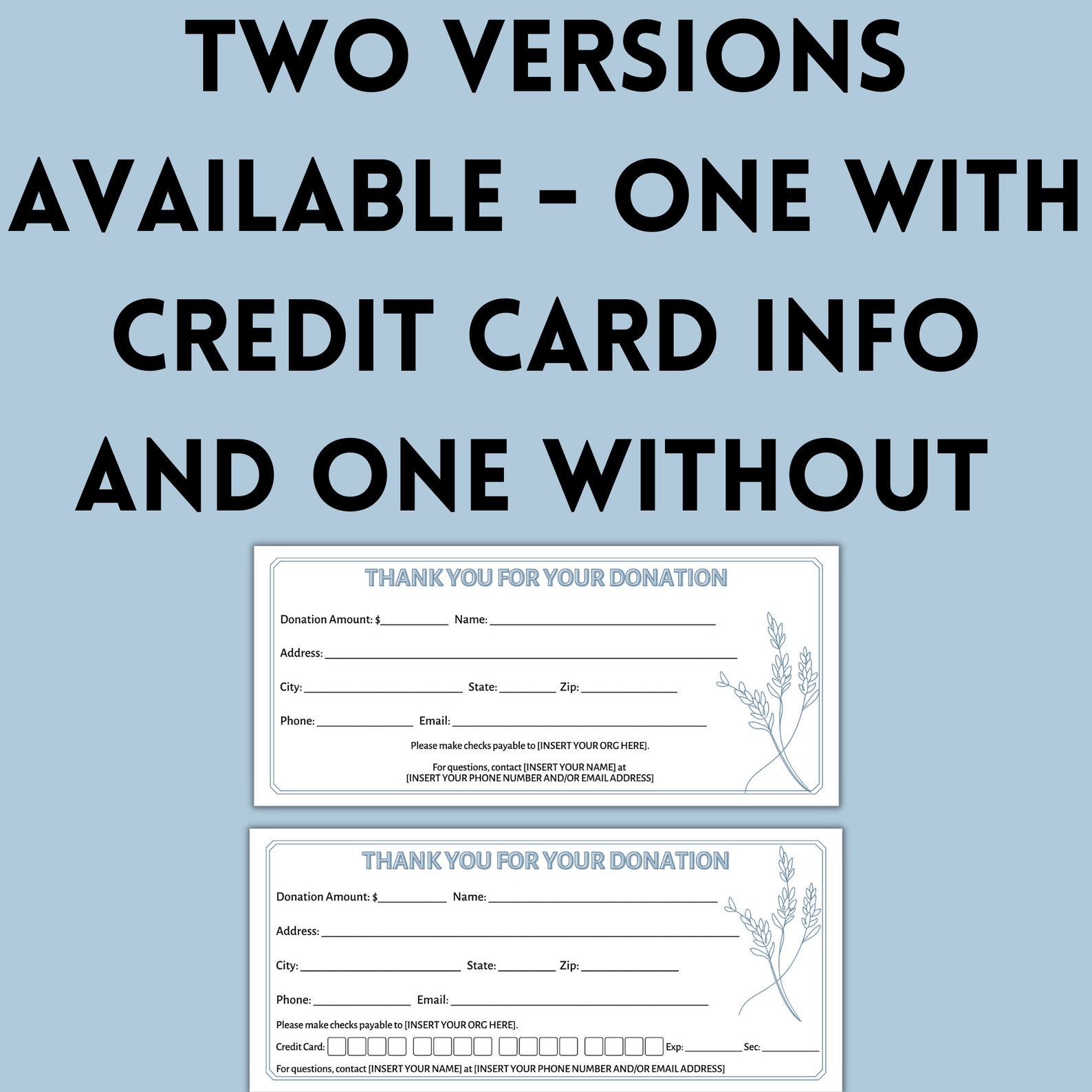 Donation Card Canva Template Editable Printable Donation - Etsy