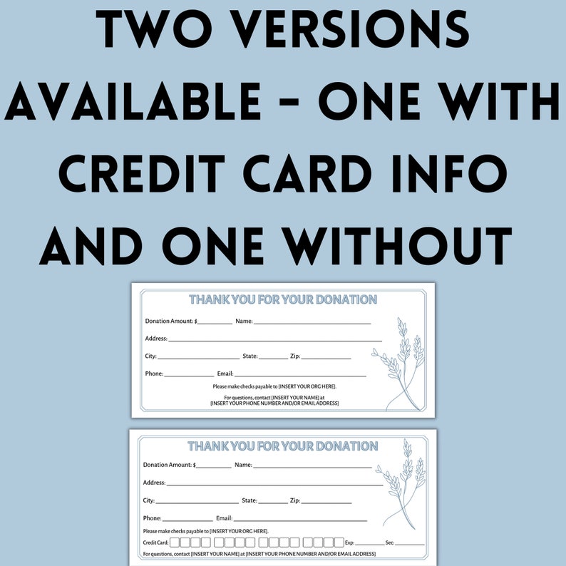 Donation Card Canva Template Editable Printable Donation - Etsy