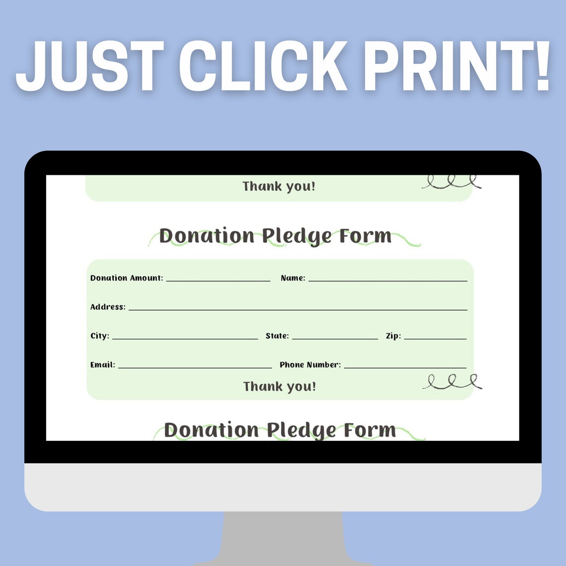 Printable Donation Form With 3 per Page, Donation Flyer, Fundraising ...