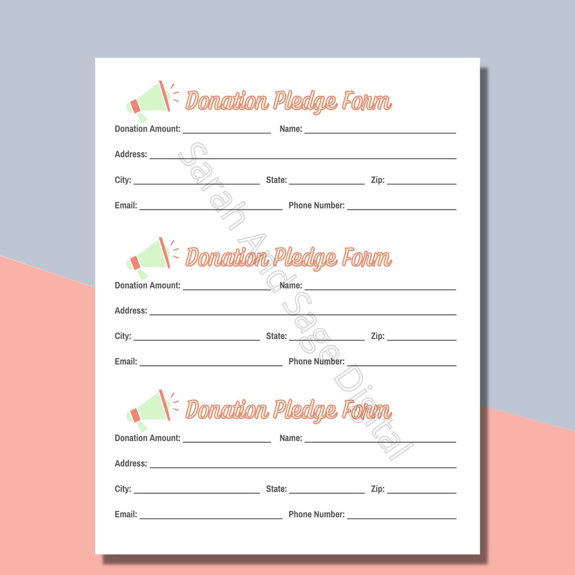 Cheerleading Team Donation Form 3 per Page Middle School - Etsy