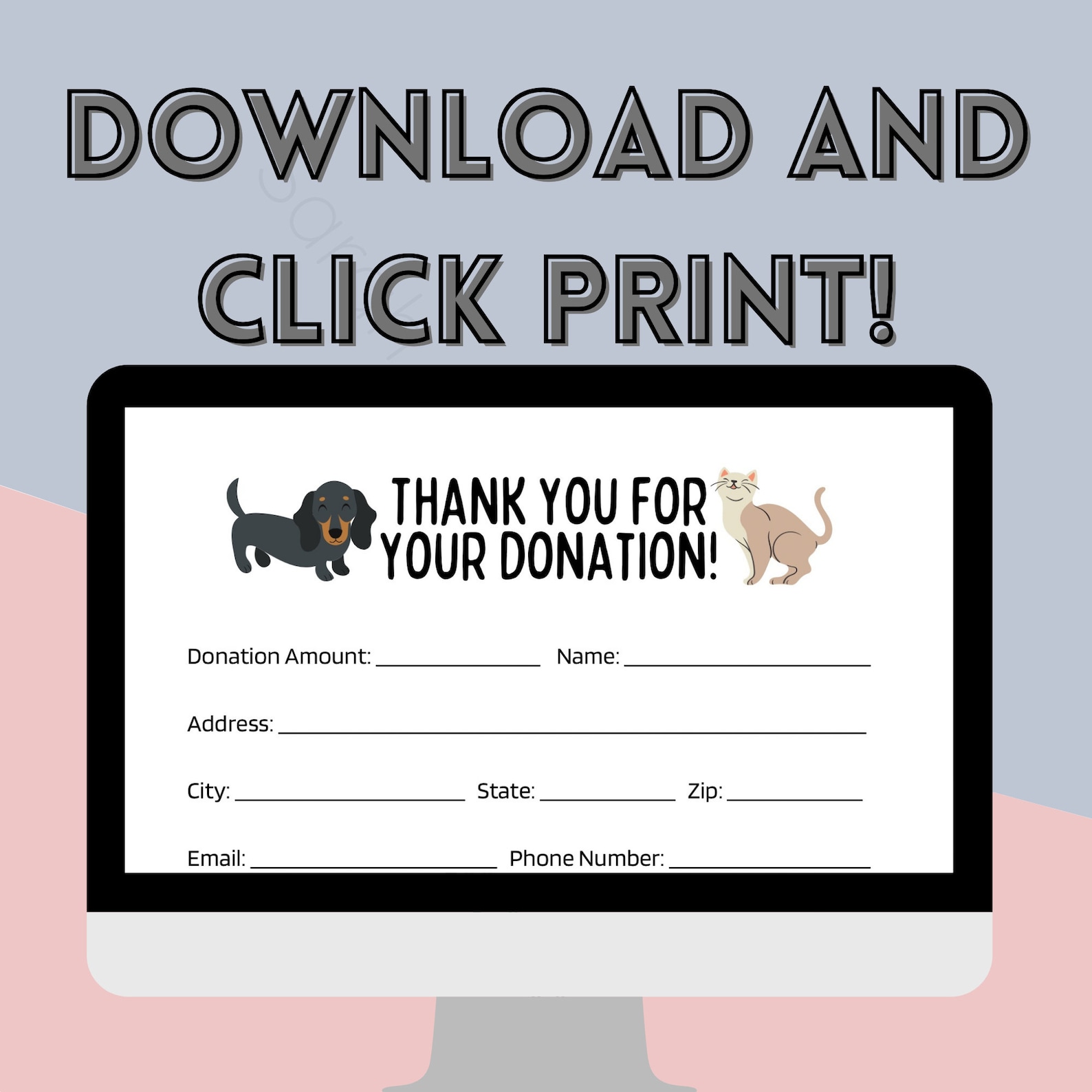 Pet Rescue Donation Form 2 per Page Animal Shelter - Etsy