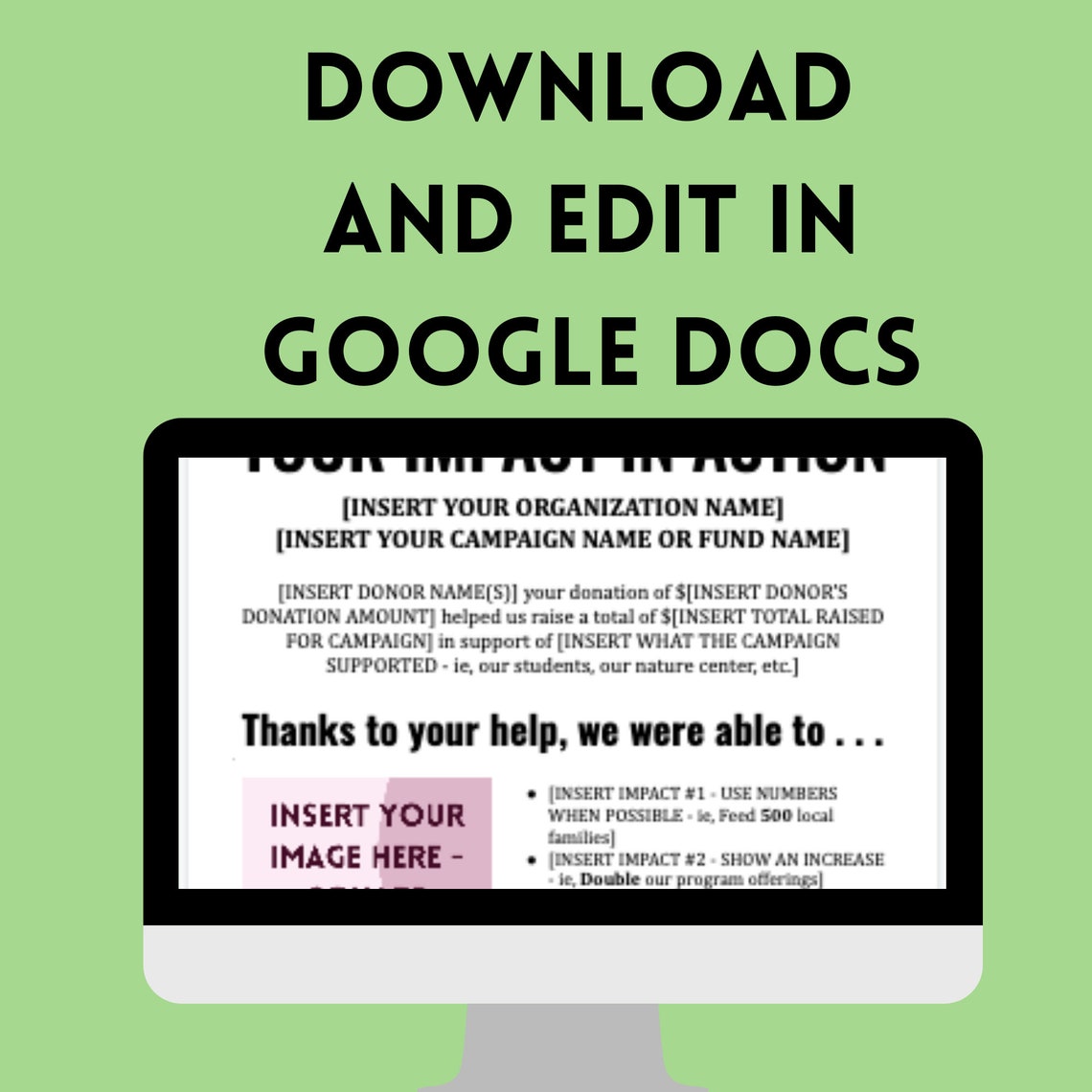 Impact Statement Template Donor Stewardship Materials - Etsy